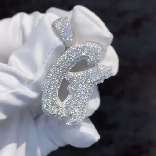 14K White Gold Plated 2Ct Round Cut Simulated Diamond Letter "G ...