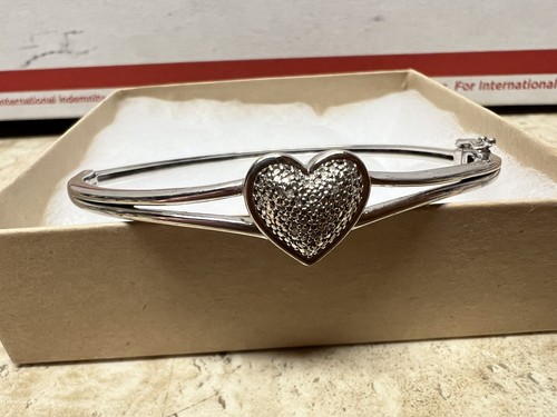 Beautiful Sterling 925 Silver Heart Bangle Bracelet - Signed ZMR | eBay