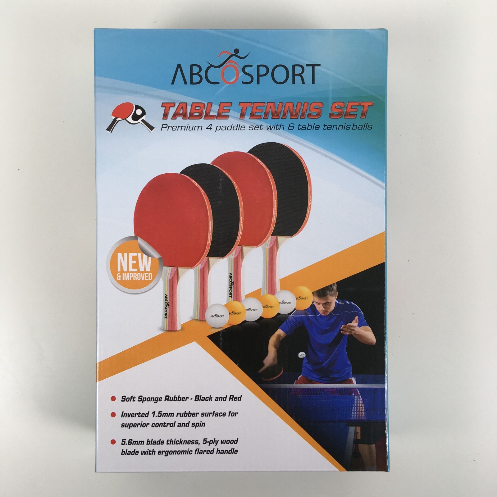Table Tennis Ping Pong Set ABCO SPORT 4 Paddles 6 balls | eBay