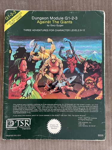 AD&D Module G1-2-3 - Against The Giants - Dungeons & Dragons TSR 9058 ...