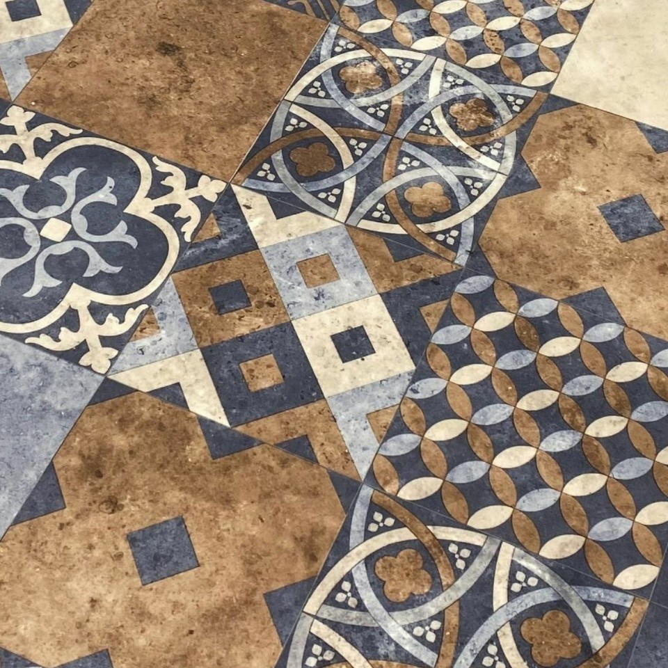 Mosaic Pattern Victorian Vinyl Flooring, Roll Lino 2m and 4m Lino ...