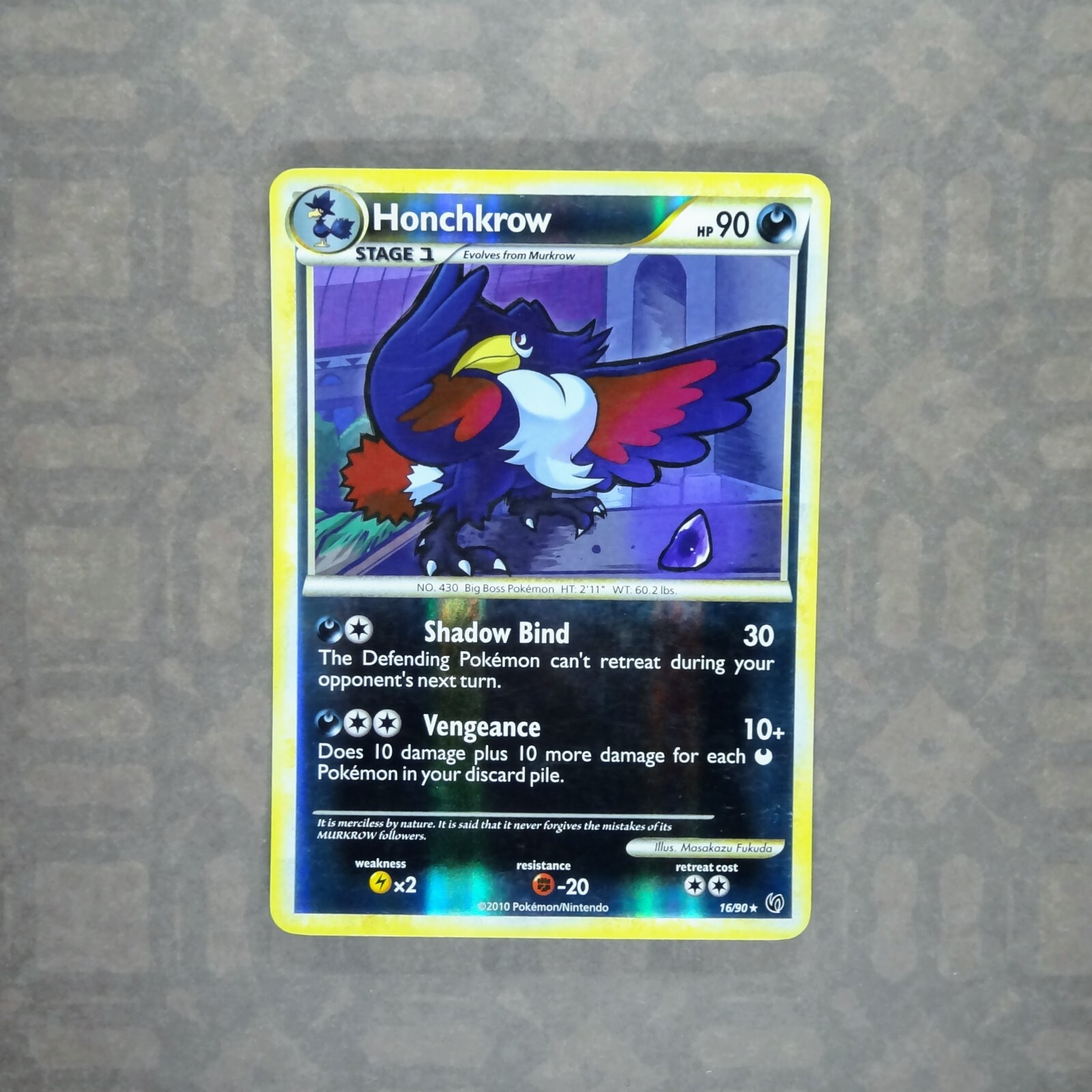 Pokémon TCG Honchkrow 16/90 Undaunted (UD) Reverse Holo Rare HGSS 2010 ...