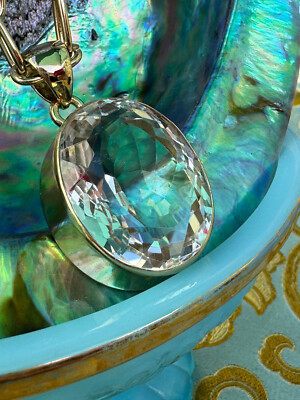 Charles Albert Rose Cut Faceted Quartz Crystal & Alchemia Gold Pendant ...