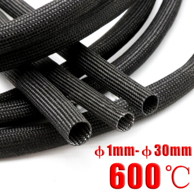 Black Fiberglass Sleeve Tube 600℃ Wire Cable Insulating Protection Tube ...