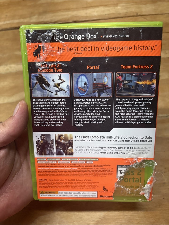 The Orange Box Xbox 360 Half Life 2 Team Fortress 2 Portal Complete Cib ...