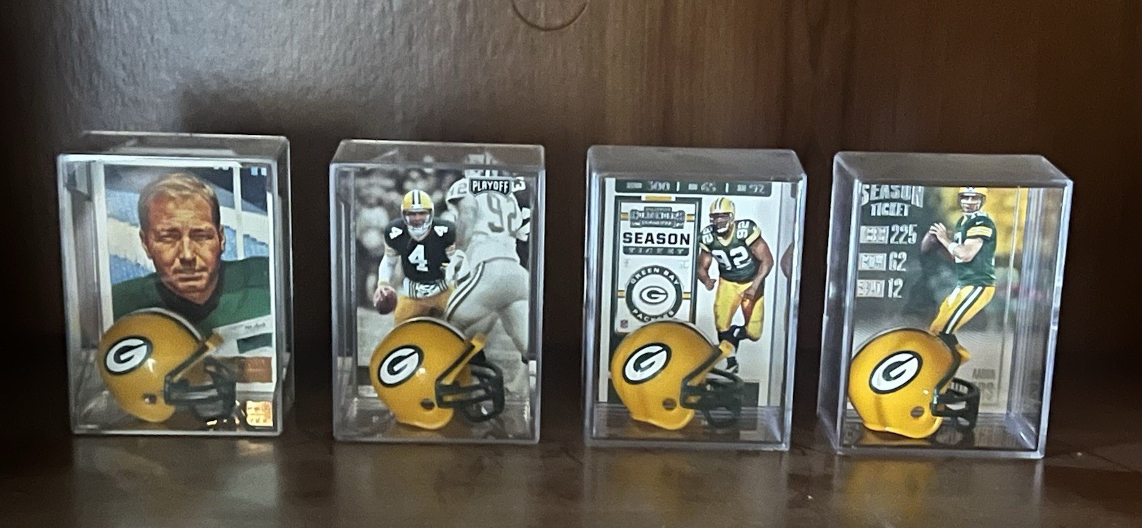 Green Bay Packers Helmet Display Cubes Starr Favre White & Rodgers Lot ...