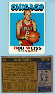 Bob Weiss Topps NBA Basketball Card 1971 #128 BULLS GUARD | eBay