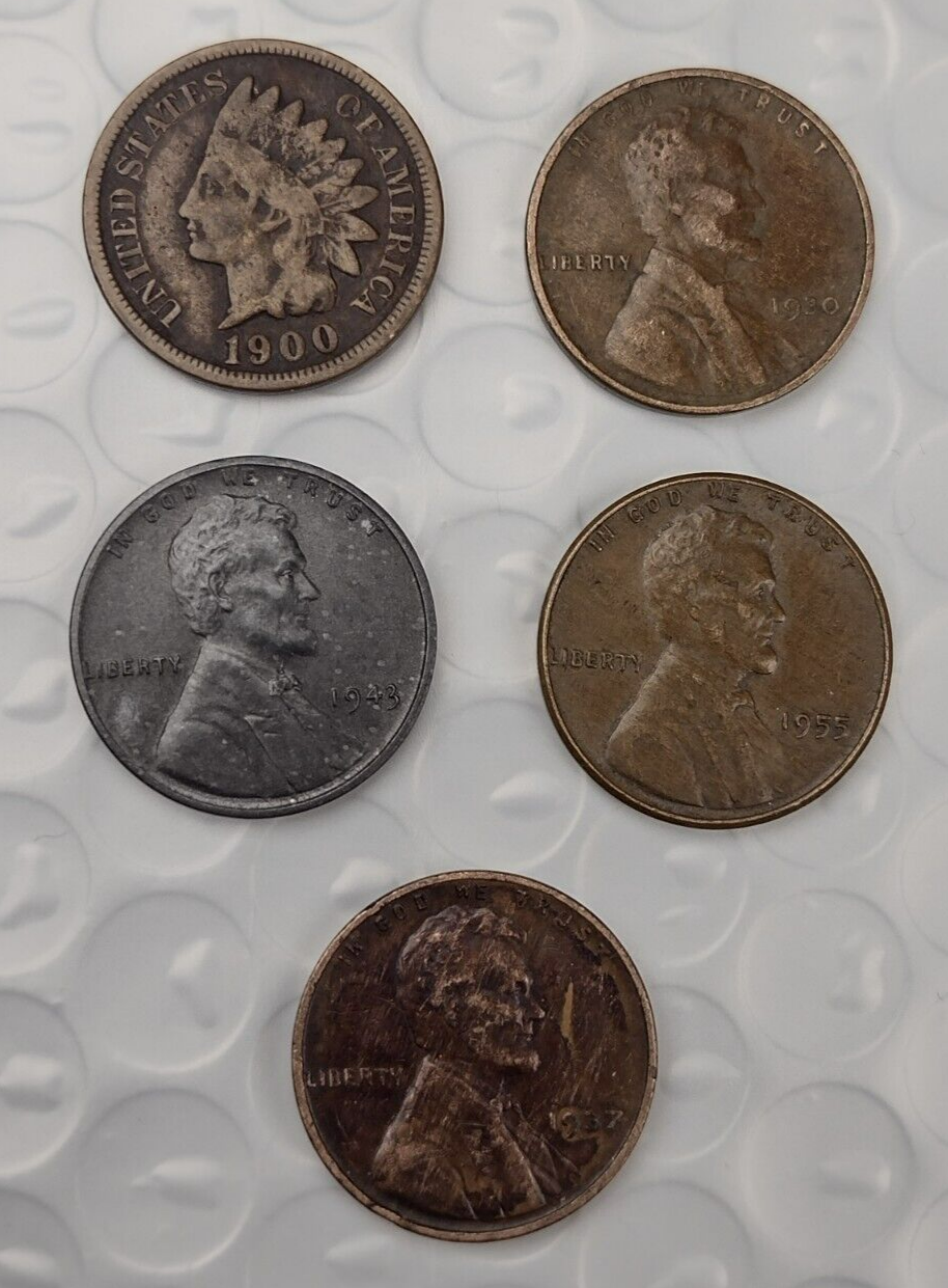 Old US Coin Lot Indian Head, Lincoln Wheat, & Steel Cent 4 Coin Set ...