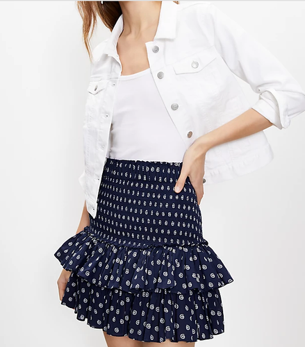 NEW NWT Loft Shell Smocked Ruffle Skirt Size: XS or L Color: Forever ...