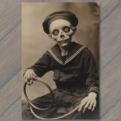 POSTCARD Horror Sailor Zombie Child Dark Eyes Scary Undead Costume ...