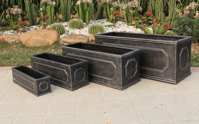Rectangle Plant Pot Chelsea Trough 80x36x36cm Lead Effect Large Garden ...