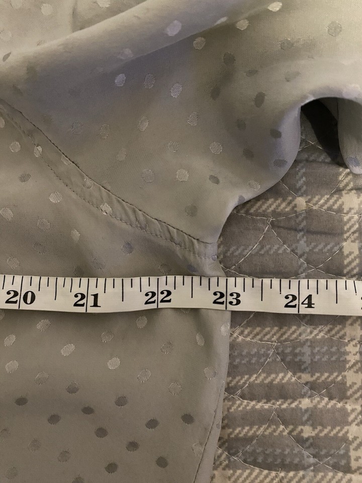 Genelli Shirt Mens Large Gray Polka Dot 100% Silk Vintage Button Up ...
