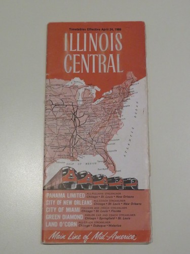 Illinois Central Timetable / Route Map April 24, 1966 = | eBay