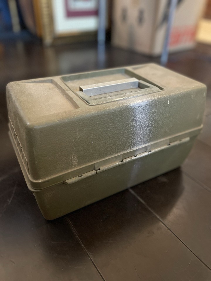 Vintage Tiered Old Pal Tackle box FULL of Lures Accessories Gear Hooks ...