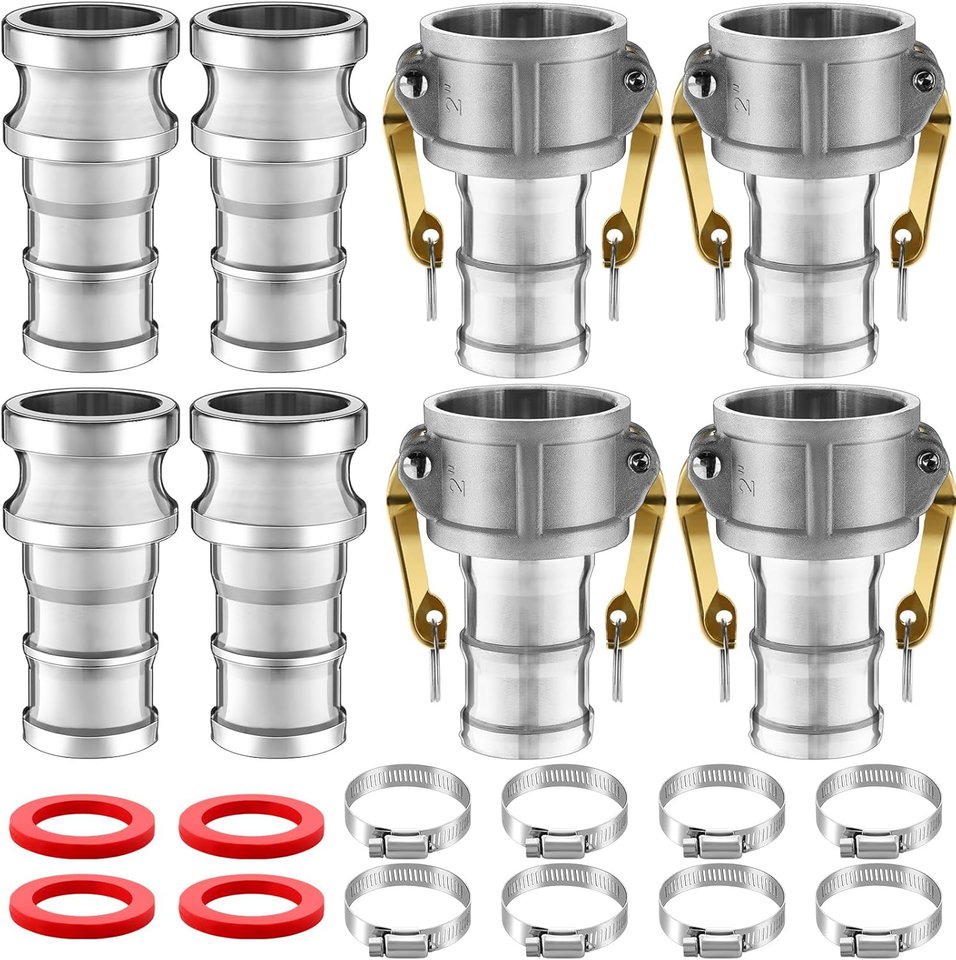 4 Set Camlock Fittings Type C&E 2 Inch Aluminum Cam And Groove Hose ...