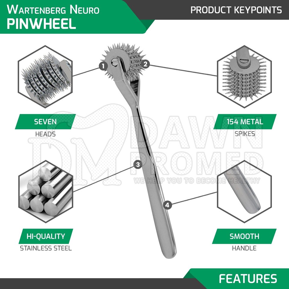 Wartenberg Pinwheel 7 Head 6.5″ Sensory Stimulate Neuro Diagnostic ...