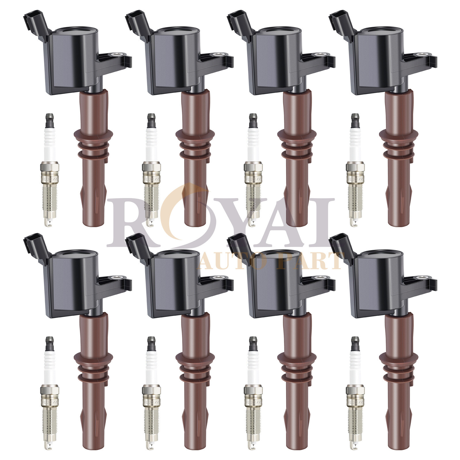(8) Ignition Coils Brown Boot & 8 Motorcraft SP509 Spark Plugs for Ford ...