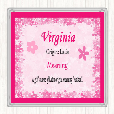 Virginia Name Meaning Drinks Mat Coaster Pink | eBay
