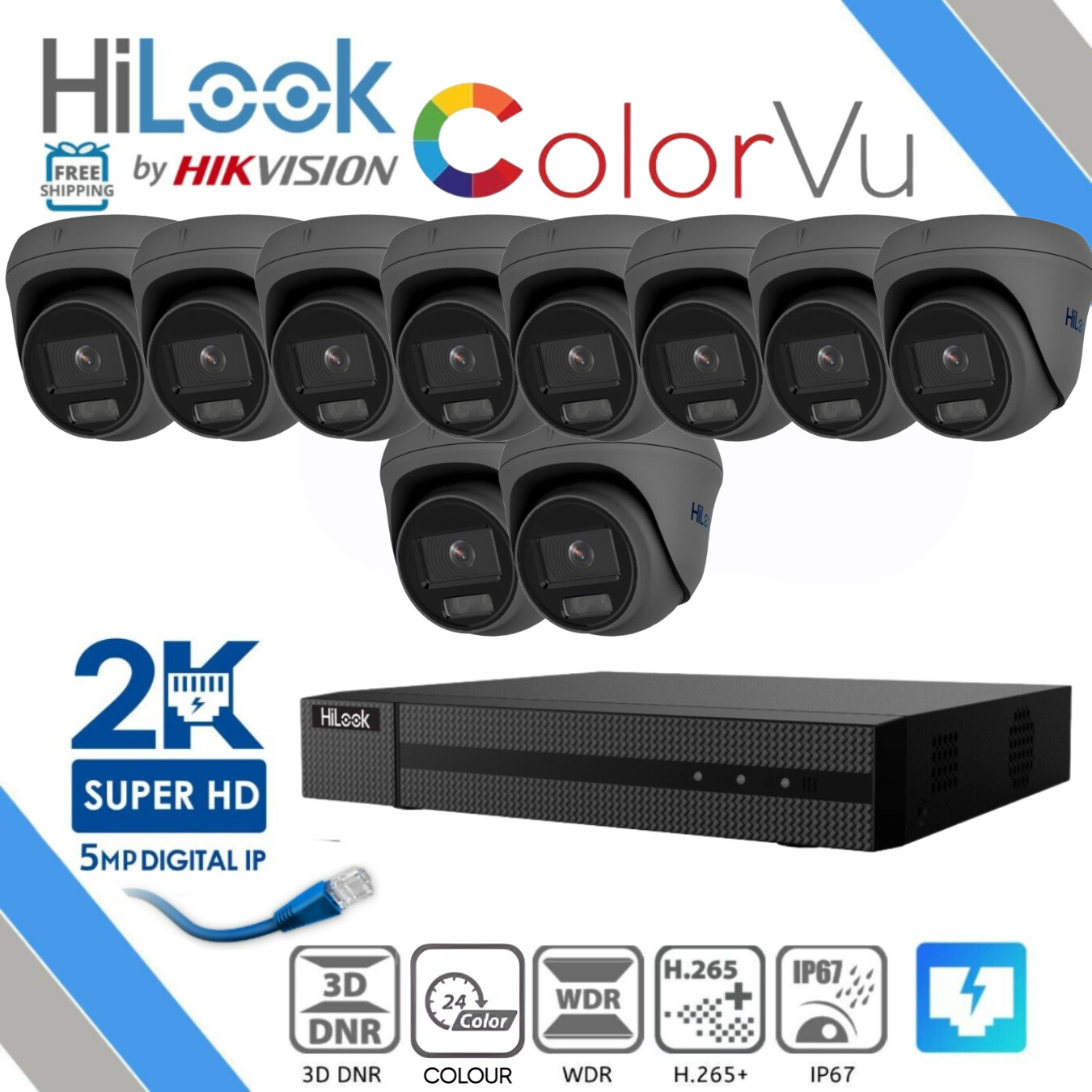 HIKVISION COLORVU 4K NVR IP PoE 5MP CAMERA OUTDOOR IPC-T259 IP67 CCTV ...