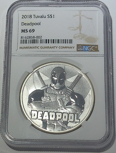 2018 NGC $1 MS69 Tuvalu Deadpool Marvel Comics 1 OZ .9999 Fine Silver ...