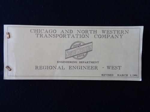 Chicago Northwestern CNW C&NW Track Profile for Regional Engineer West ...