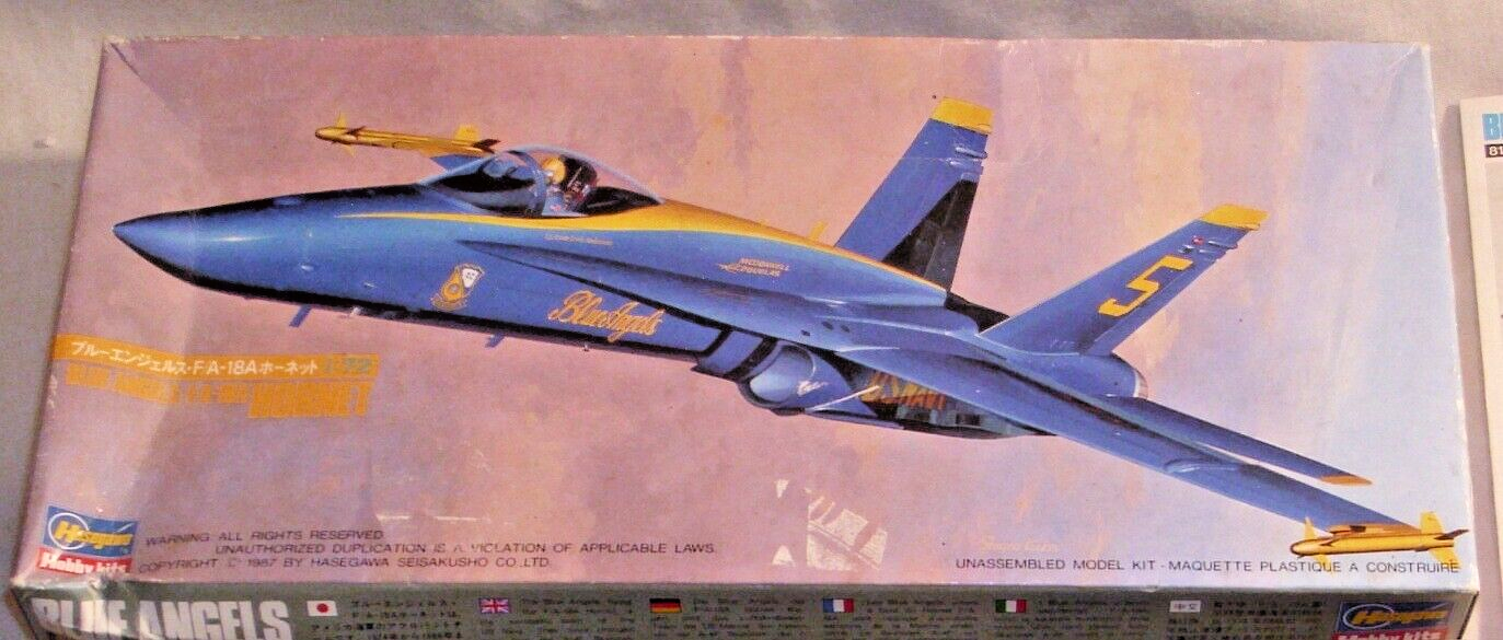 HASEGAWA BLUE ANGELS F/A-18 HORNET JET AIRCRAFT MODEL KIT 1:72 812:800 ...