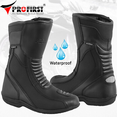 Mens Waterproof Leather Touring Boots Motorbike Motorcycle Riding ...