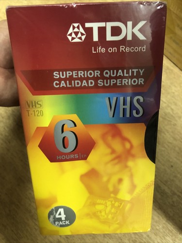 TDK Superior Quality Blank VHS Tapes 4-Pack Sealed VCR 6 Hour EP T ...