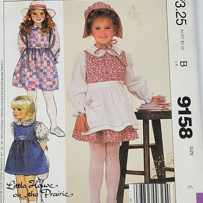 Vintage 80s McCalls Pattern 9158 Girls Collared Prairie Dress Sz 6 ...