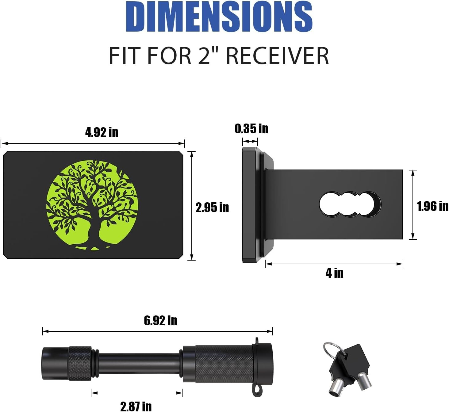 Aluminum Tow Hitch Covers fits for 2'' Hitch Receivers - Mother Tree ...