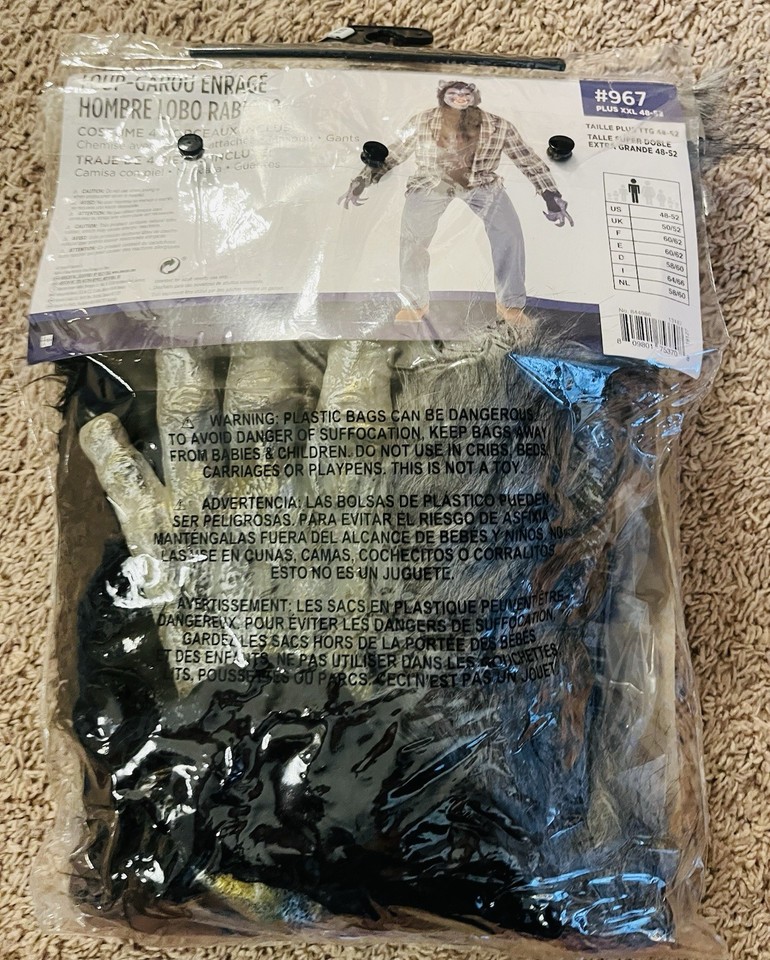 Rabid Werewolf Animal Scary Killer Wolf Dress Up Halloween Adult XXL ...