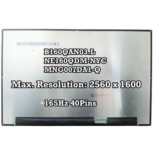B160QAN03.L NE160QDM-NYC MNG007DA1-Q 16" WQXGA 2560×1600 165Hz LCD ...
