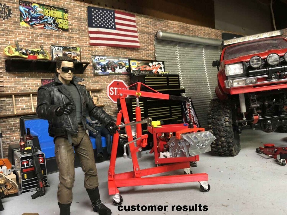 Engine Hoist and Block Model Prop Kit 1/10 Scale Shop Garage Dollhouse ...