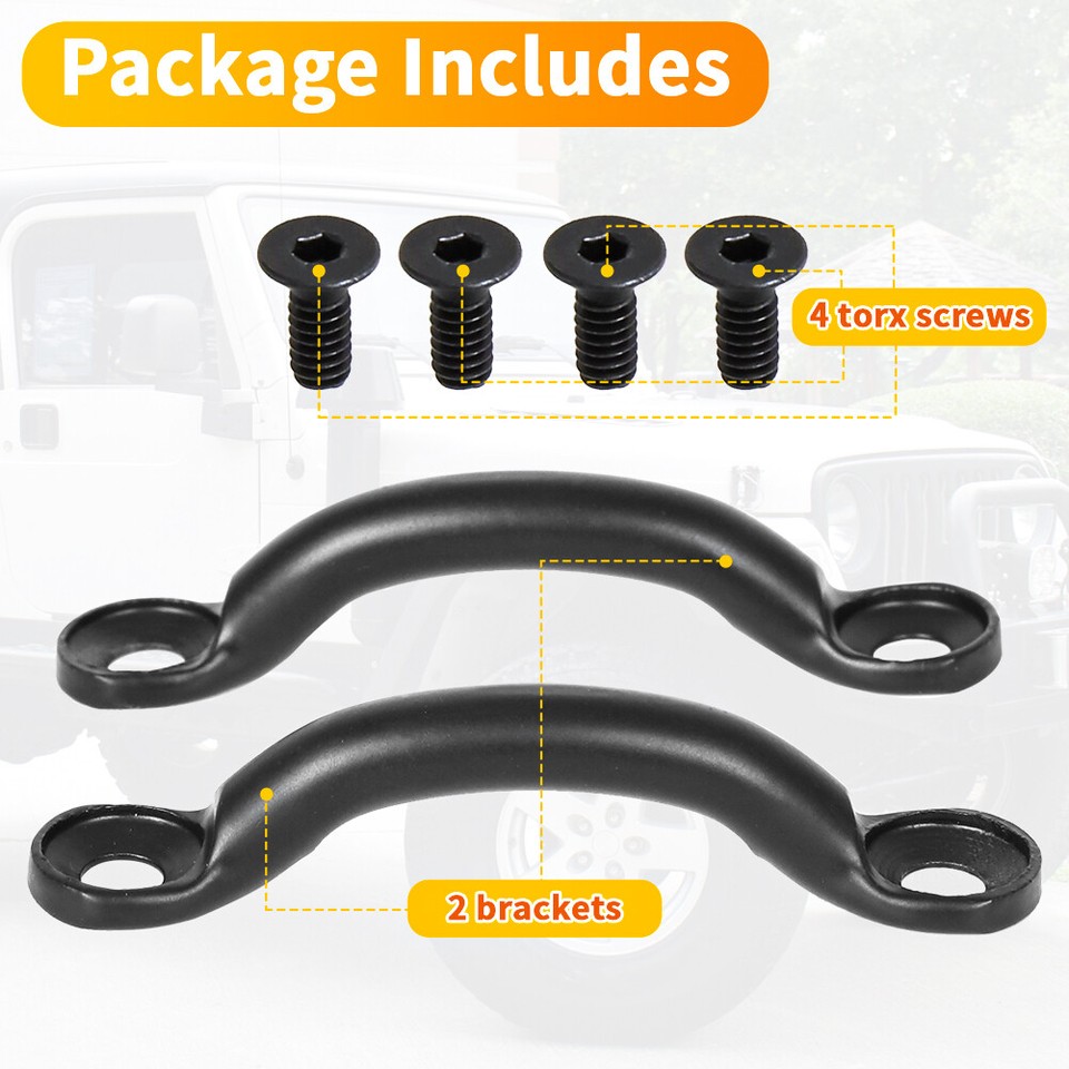Door Footman Loop Strap Brackets w/ Torx Screws Kit For Jeep Wrangler ...
