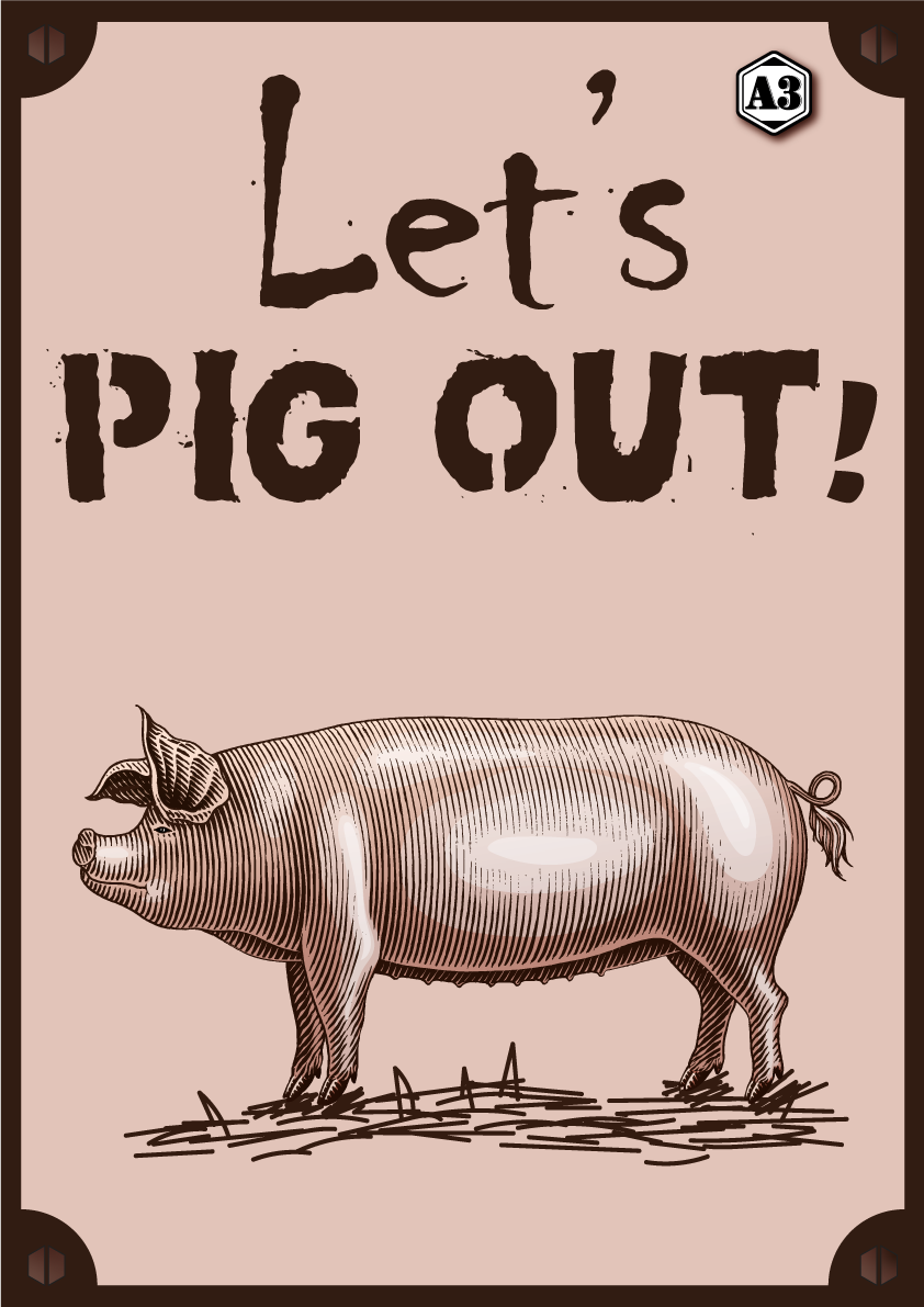 Pig Out Sign Pig Lover Gift Kitchen Owner Decor Sign Metal Plaque Party ...