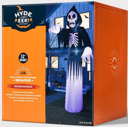 Gemmy Halloween 12 ft Flickering Short Circuit Reaper Airblown ...