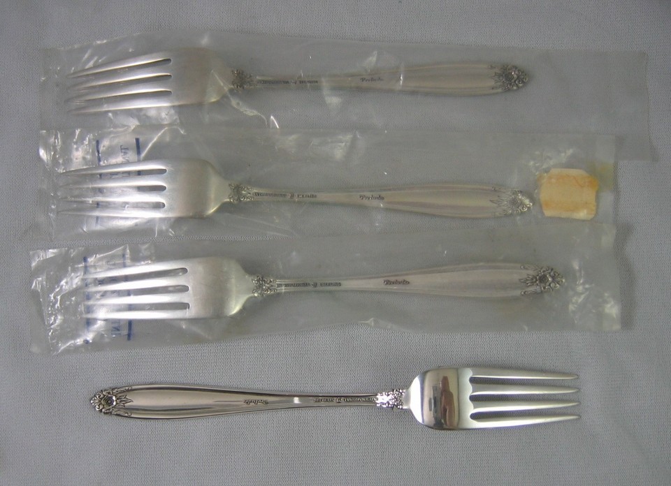 Lot of 4 INTERNATIONAL STERLING SILVER - PRELUDE PATTERN - DINNER FORKS ...