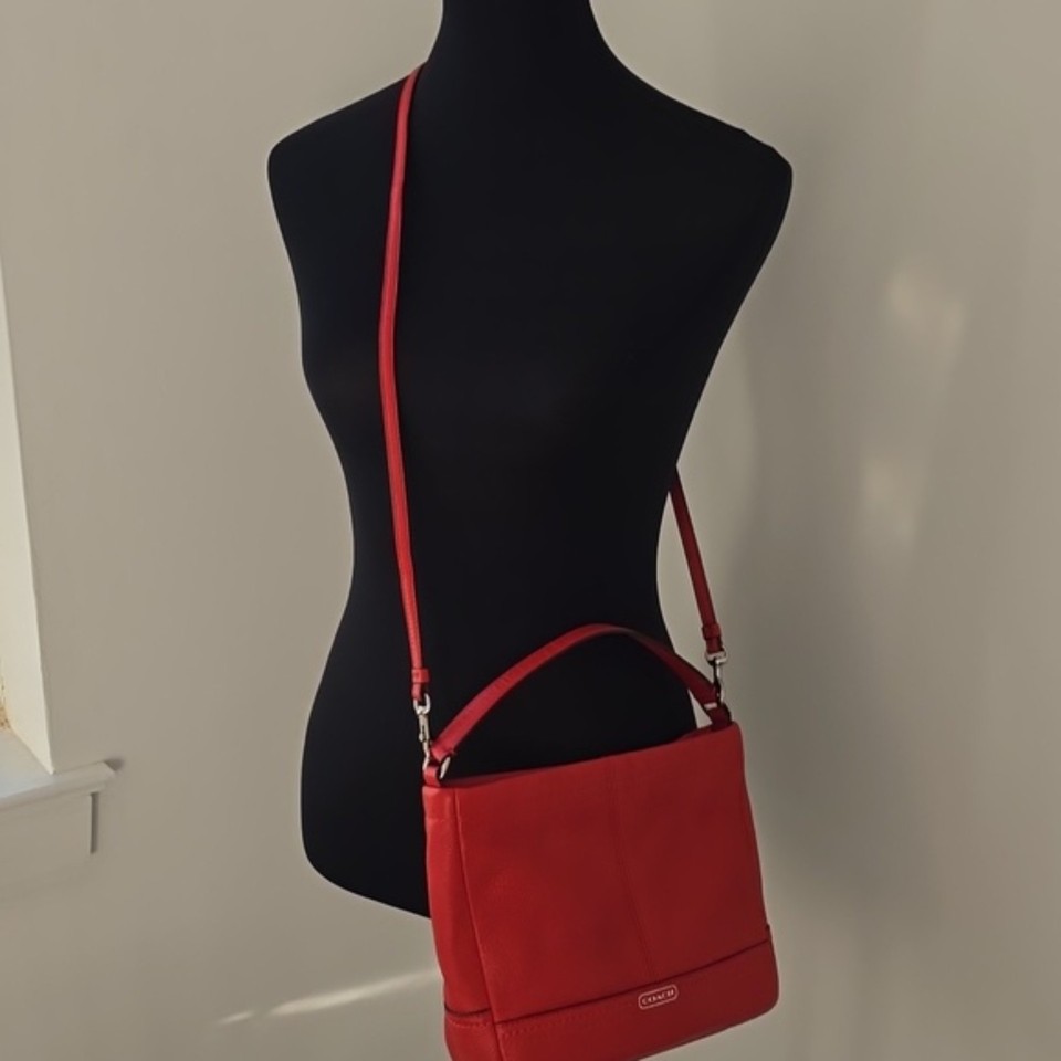 COACH Park Leather Handbag / Crossbody Red | eBay
