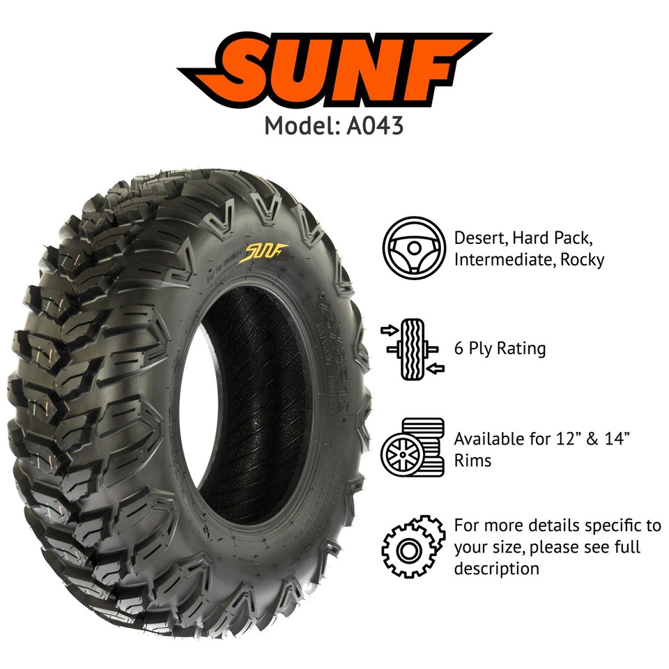 Set of 4, 27x9R12 & 27x11R12 Replacement ATV UTV SxS 6 Ply Tires A043 by SunF | eBay