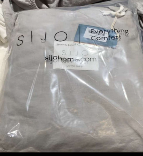 New Sijo Dove French Linen Minimal 3 Pieces Fitted Sheet Set Queen Size ...