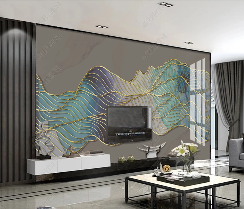 3D Abstract Geometry Relief Line Self-adhesive Removeable Wallpaper ...