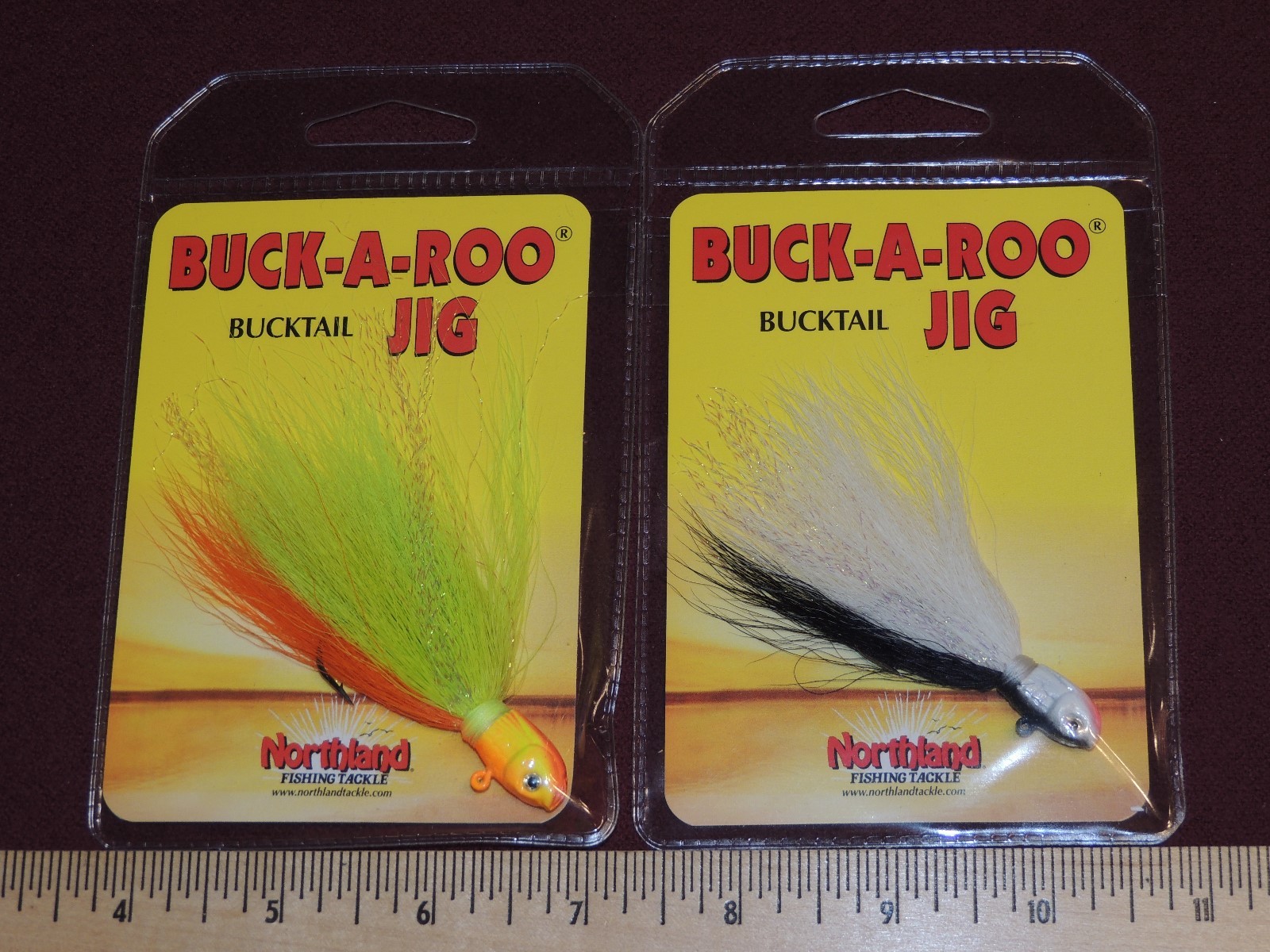 2 New Packs of Northland Buck-A-Roo Bucktail Jigs 2 Colors 3/8 & 1/2oz ...