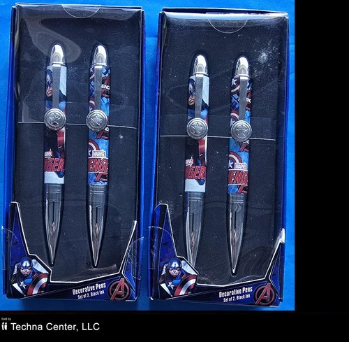 Marvel Captain America Avengers Decorative Pens (2/Pack), Black Ink, 2 ...