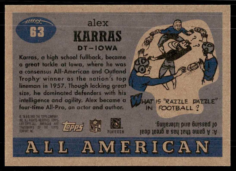 2005 Topps All American Alex Karras Iowa Hawkeyes #63 | eBay