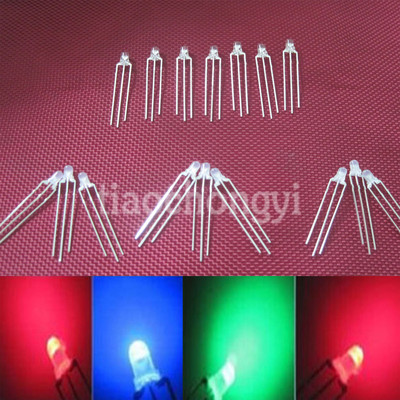 NEW 3mm Dual Bi-Color Red/Green/Blue Super bright/Diffused Bright 3Pin ...