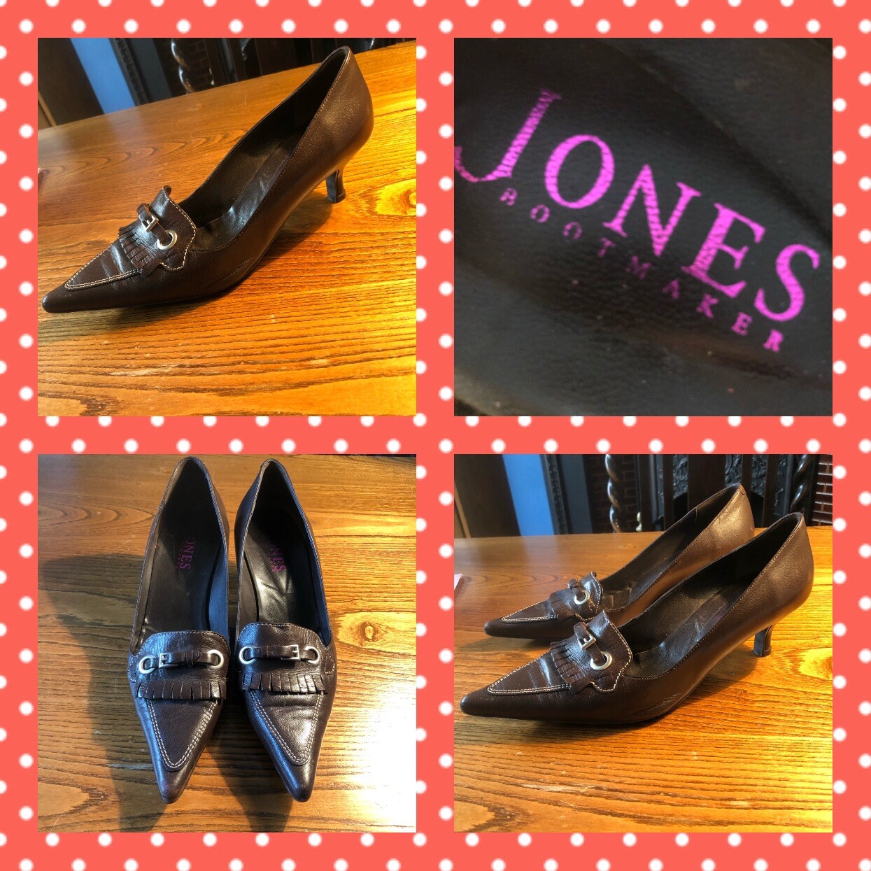 Jones Bootmaker Size 37 4 Brown Leather Pointy Court Shoes Pumps Chic ...