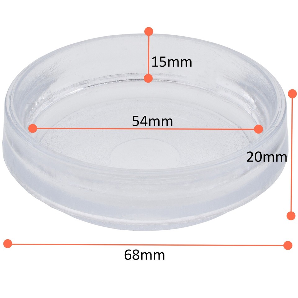 SMALL - LARGE CASTOR CUPS Brown Clear Floor Protectors Chair Sofa ...