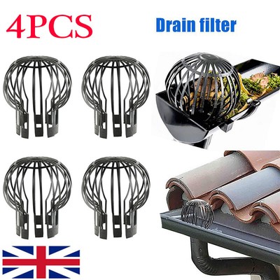 4PCS Gutter Downpipe Pipe Filter Dirt Guard Leaf and Debris Protection ...