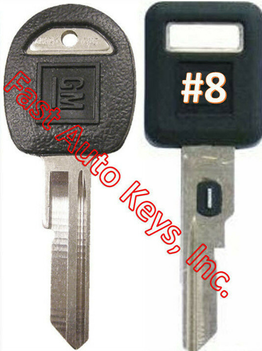 For GM Single Sided VATS Ignition Key #8 + Doors/Trunk Rubber Head GM ...