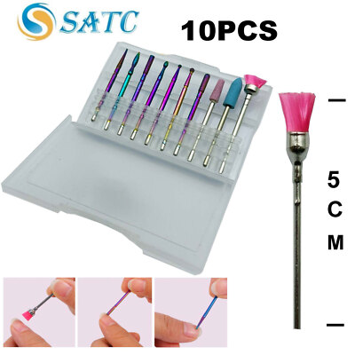 SATC 10pcs Nail Drill Bits Electric Manicure Machine Diamond Bullet Bit ...